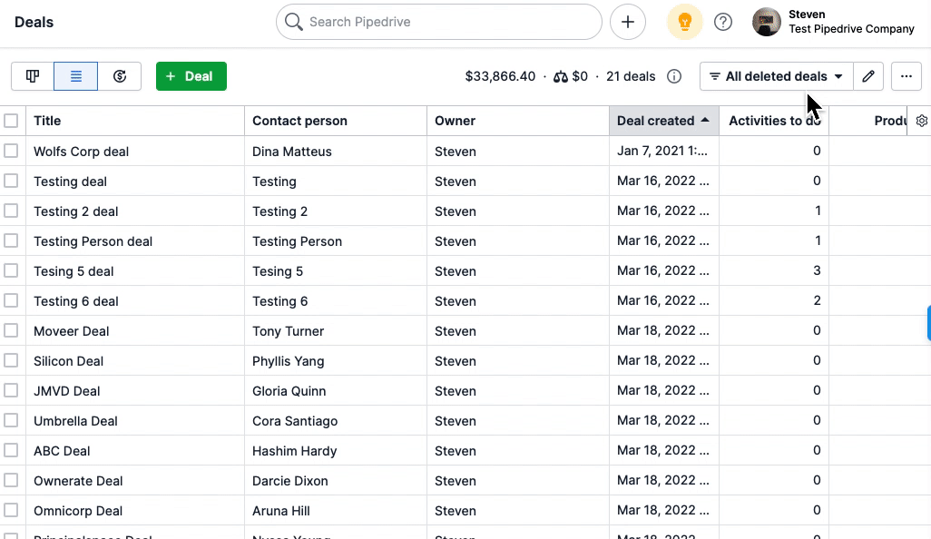 Filtering - Knowledge Base | Pipedrive